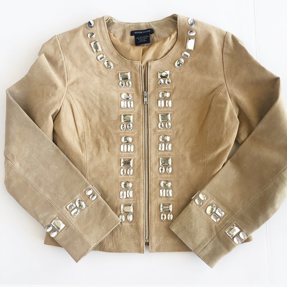 Boston Proper | Jackets & Coats | Boston Proper Genuine Leather Beaded ...